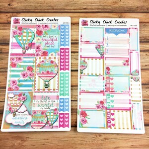 FRENCH RIVIERA KIT Planner Stickers, Hot Air Balloons, Pink, Turquoise ...