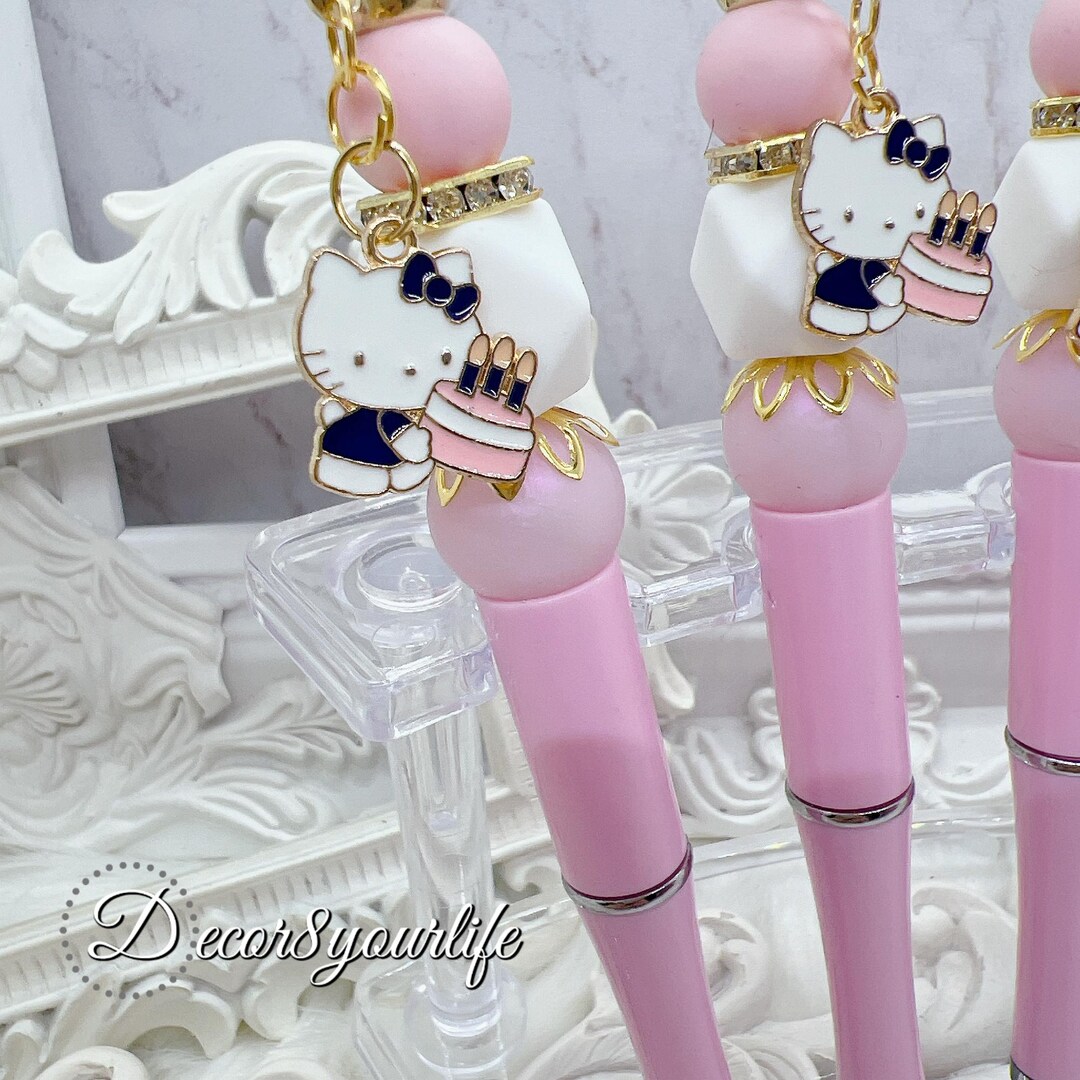 Beaded Pen: Hello Kitty Black Ink Pens, Cute School Supplies, Ball ...