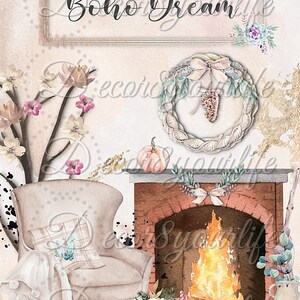 Shabby Chic Boho Digital Printable Paper Collection - Boho Dream - Etsy