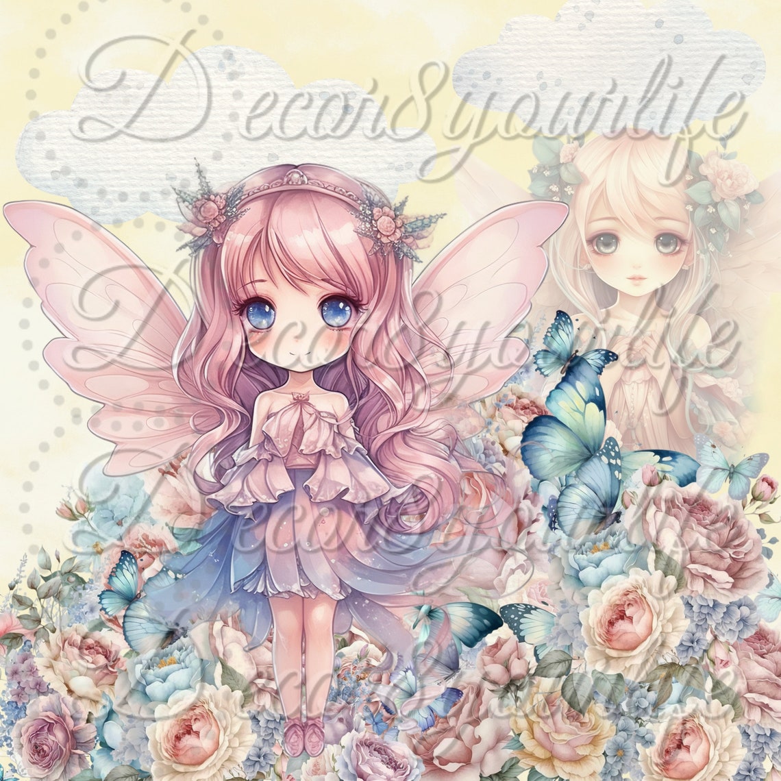 Fairies and Butterflies Scrapbook Paper Pack Cute and - Etsy