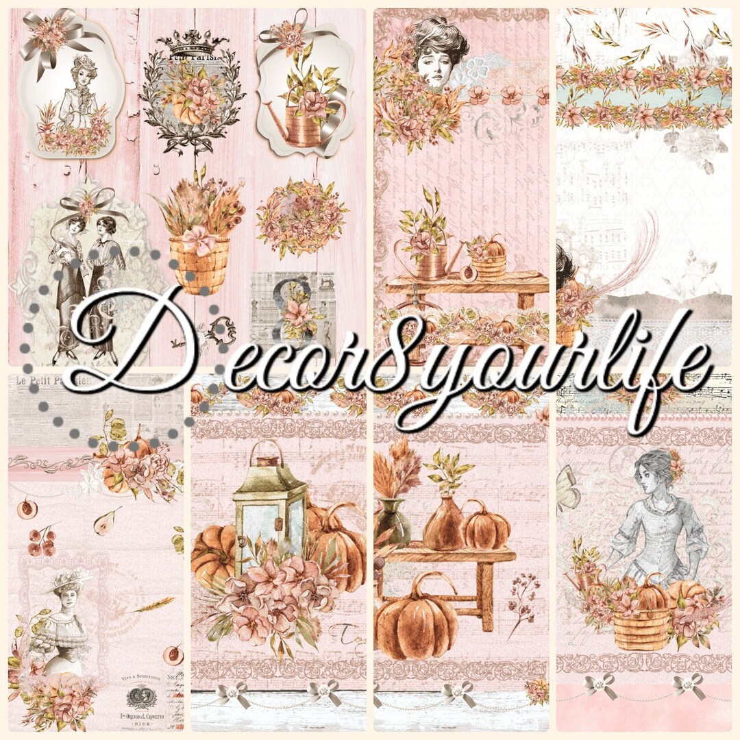 Shabby Chic Digital Paper for Scrapbooks, Journals, Cards, Mini Albums ...
