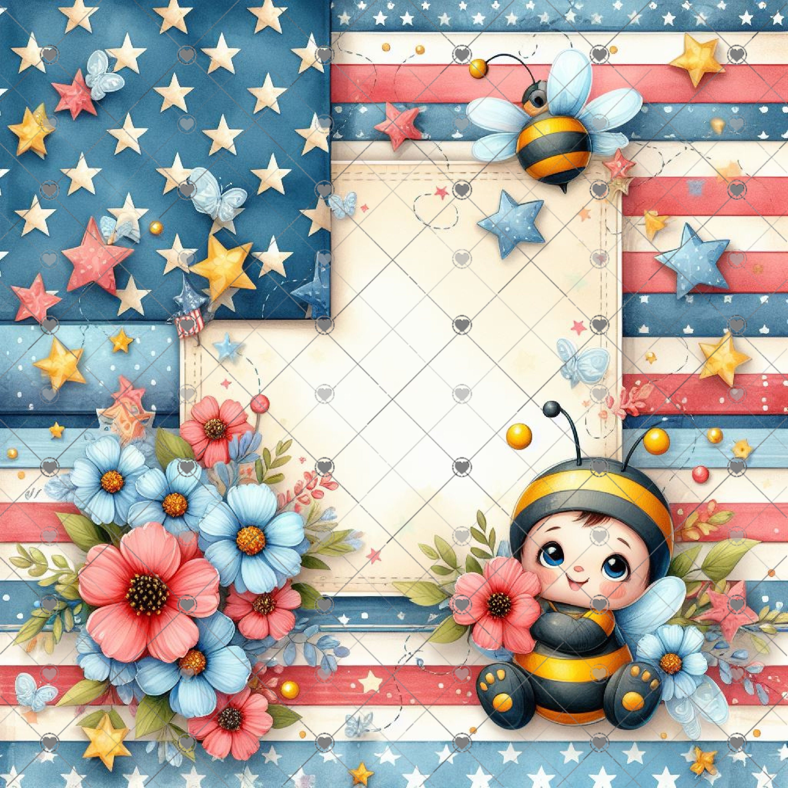 Scrapbook Paper, Patriotic Paper, Cute Americana Theme Paper, Stars and ...