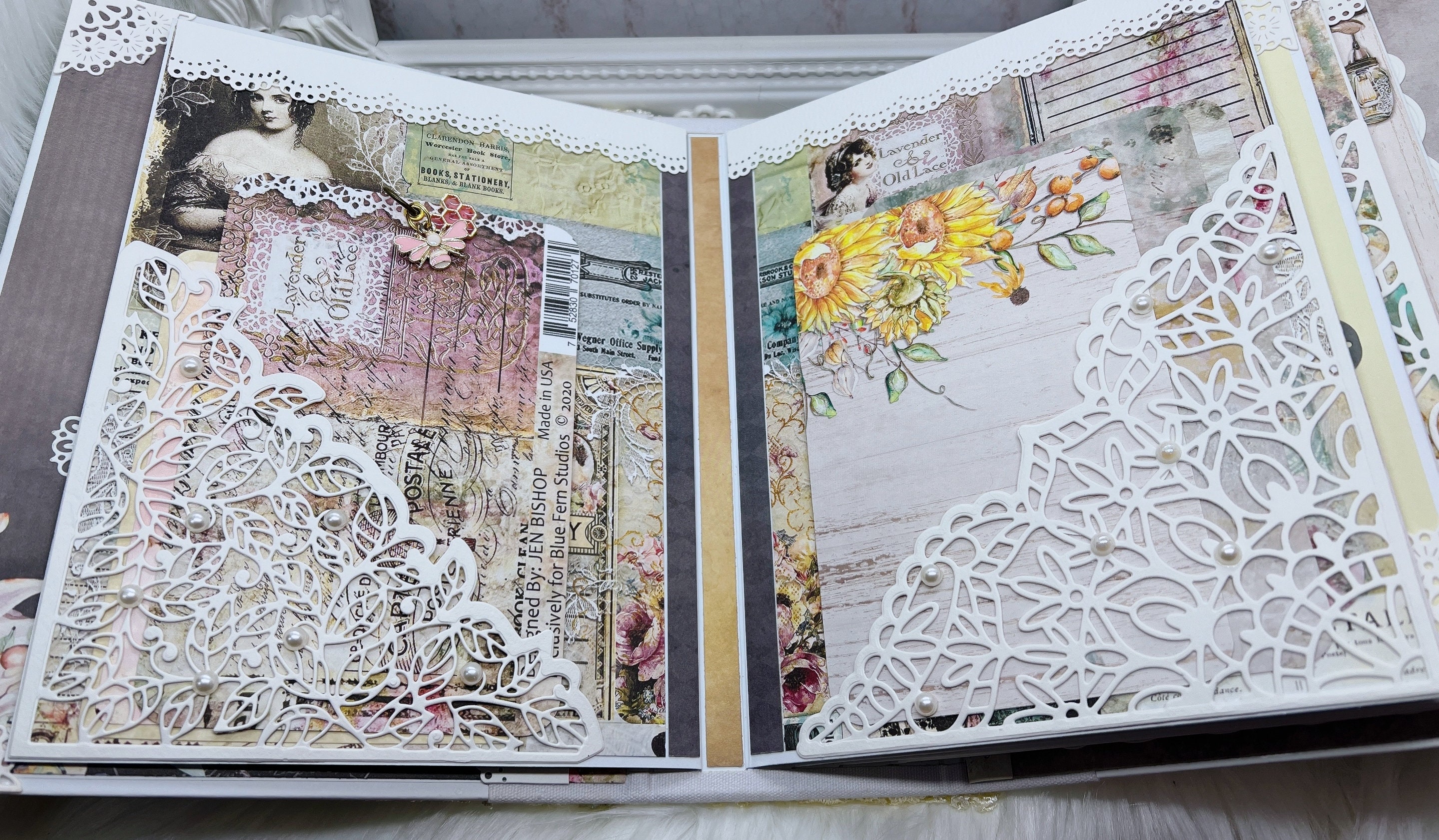 Shabby Chic Scrapbook Photo Album, Memory Book, Slim Style, Gifts for ...