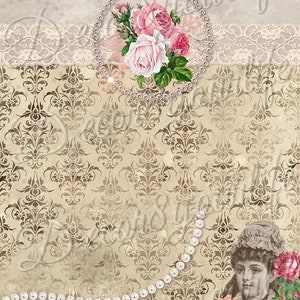 Vintage Shabby Chic Digital Scrapbook Paper for Journals, Mini Albums ...