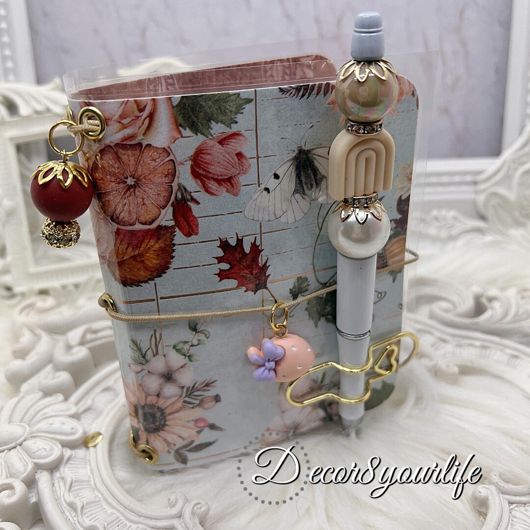 Traveler's Notebook,micro Tn,laminated Travelers Notebook,beaded Charms ...