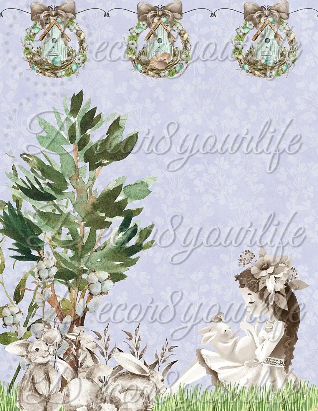 Easter Scrapbook Paper.easter Bunny. Scrapbook Papers.printable ...