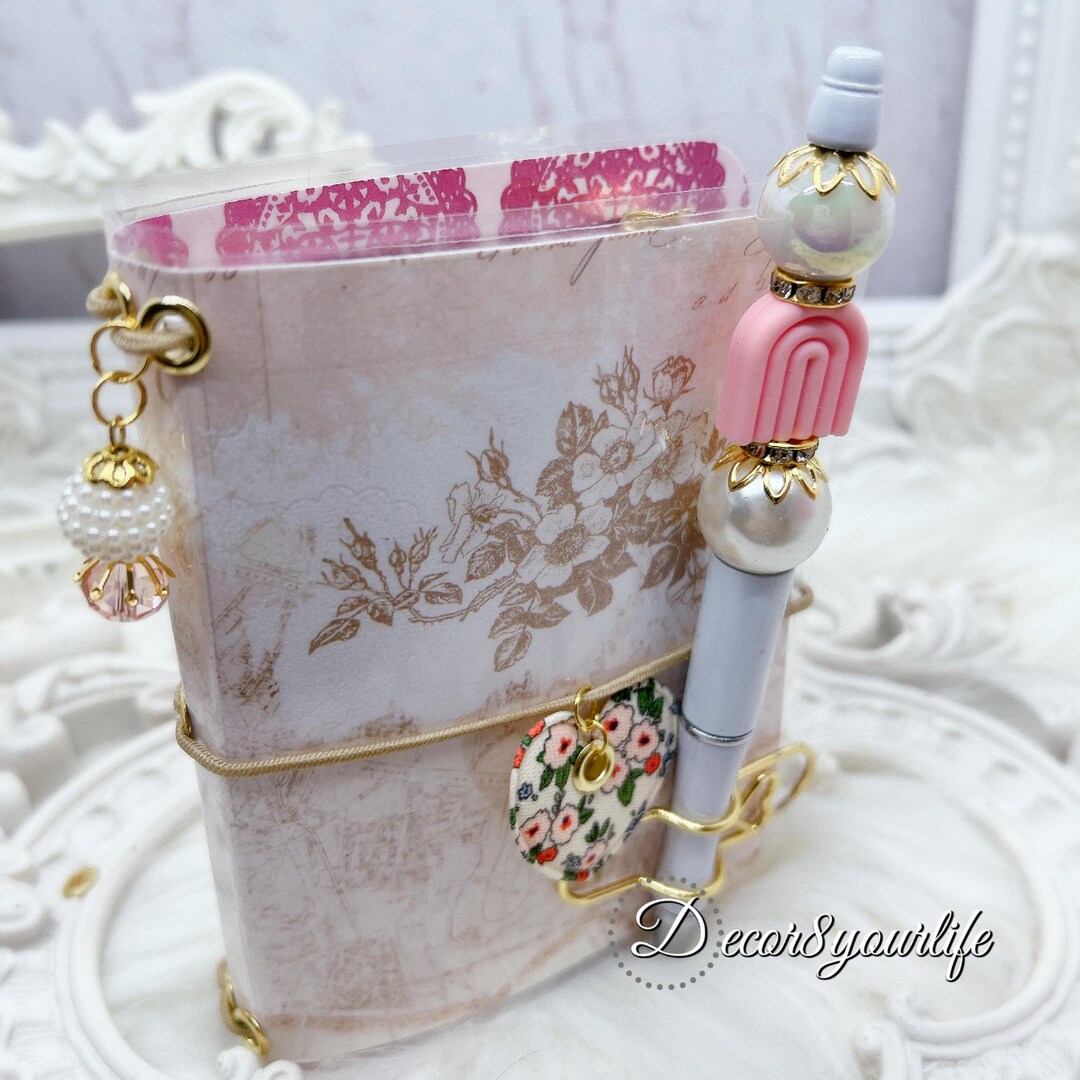 Traveler's Notebook,micro Tn,laminated Travelers Notebook,beaded Charms ...