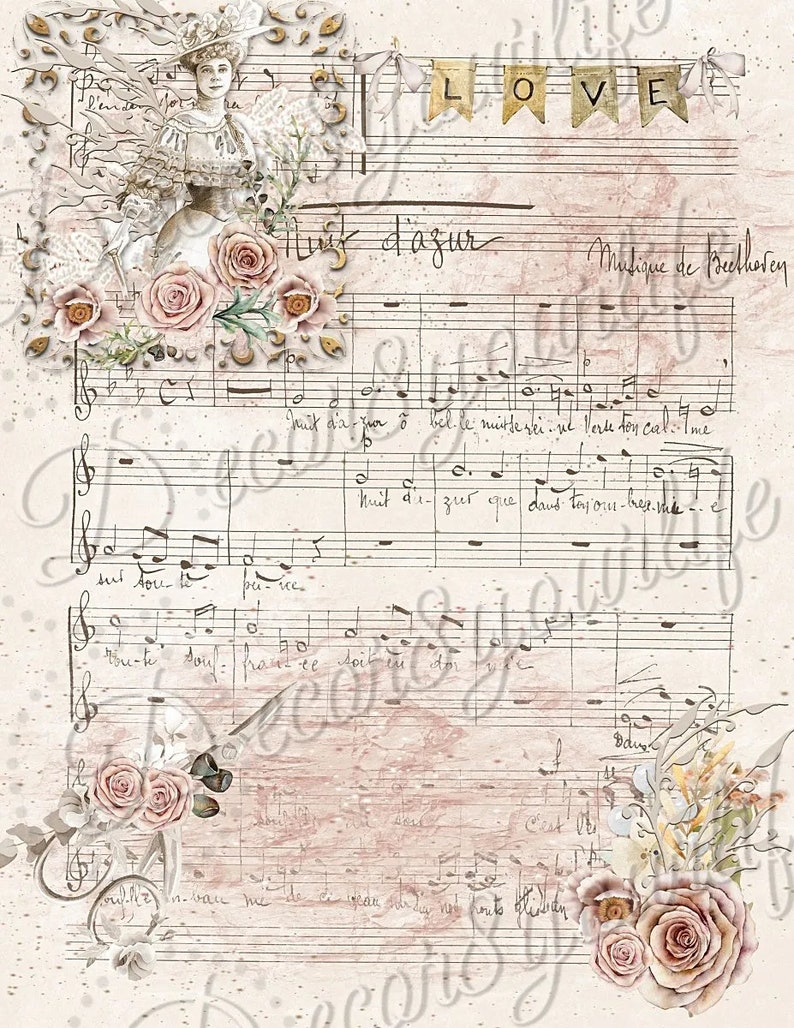 Shabby Chic Digital Scrapbook Paper Love Letters. Use It on Journals ...