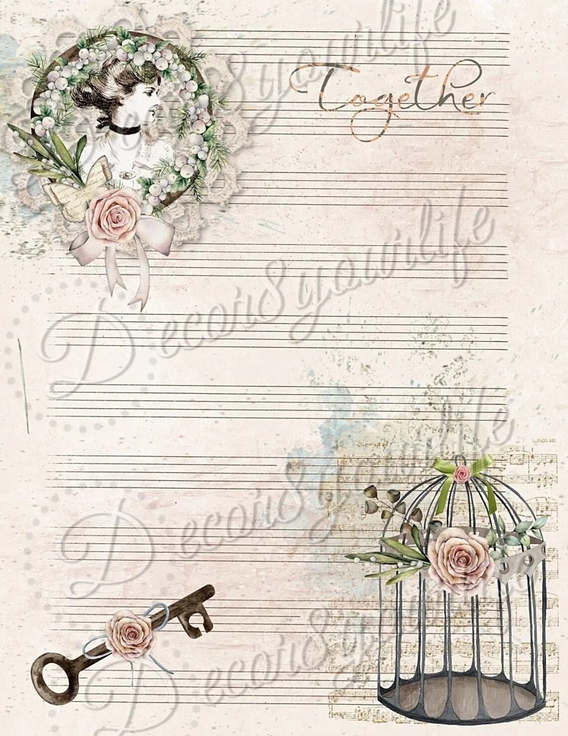 Shabby Chic Digital Scrapbook Paper Love Letters. Use It on Journals ...