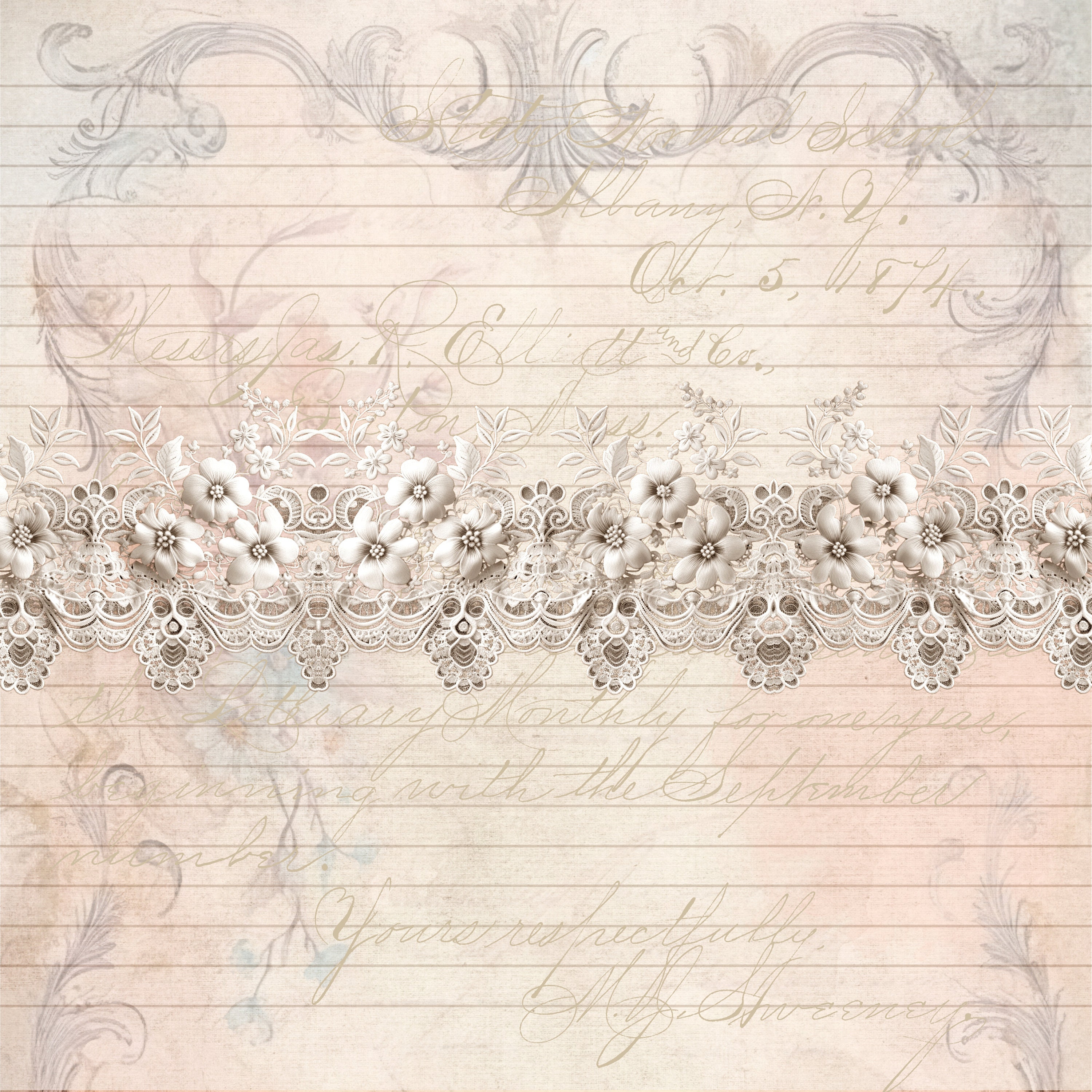 La Condesa Digital Scrapbook Paper Collection, Elegant Shabby Chic ...