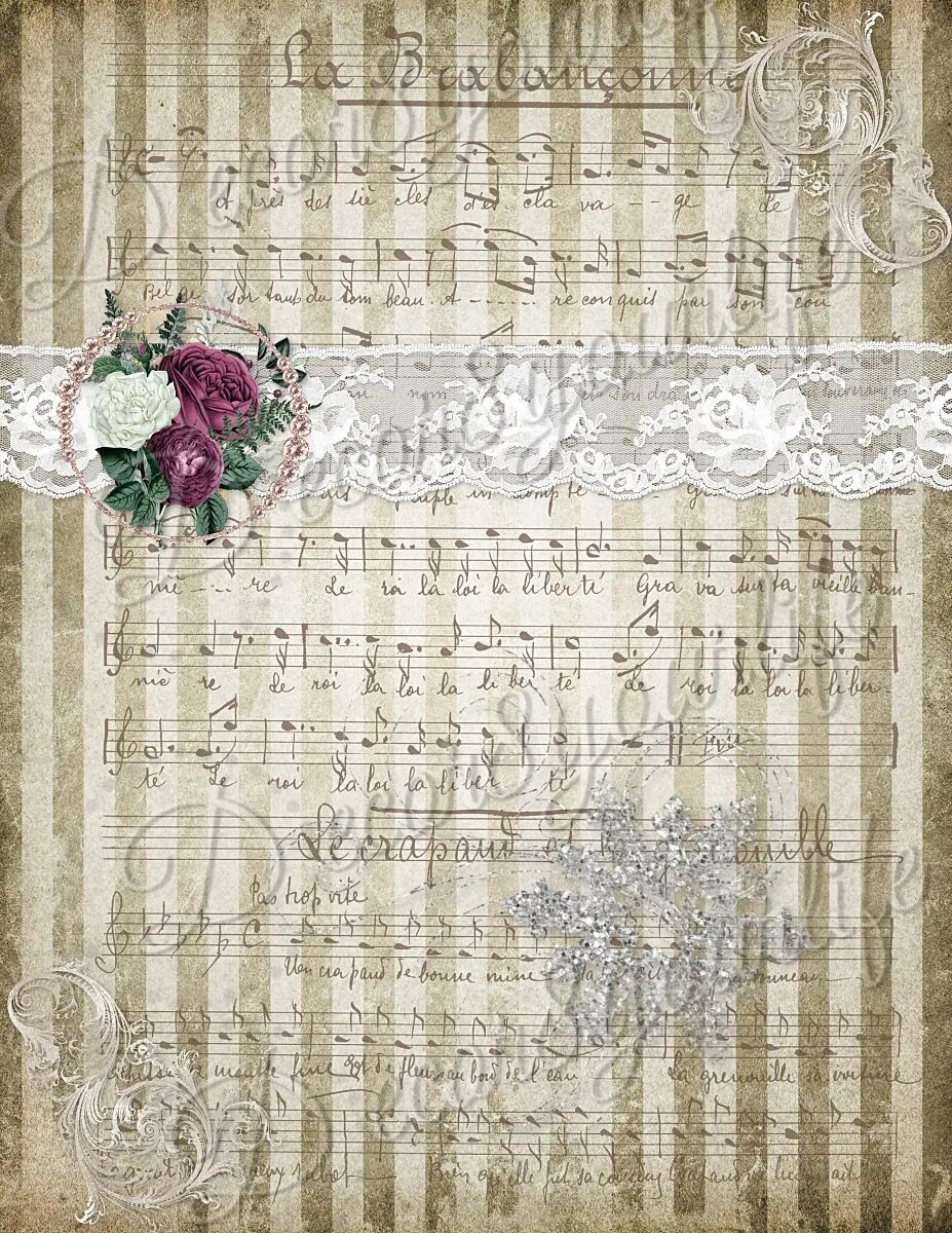 Vintage Shabby Chic Digital Scrapbook Paper for Journals, Mini Albums ...