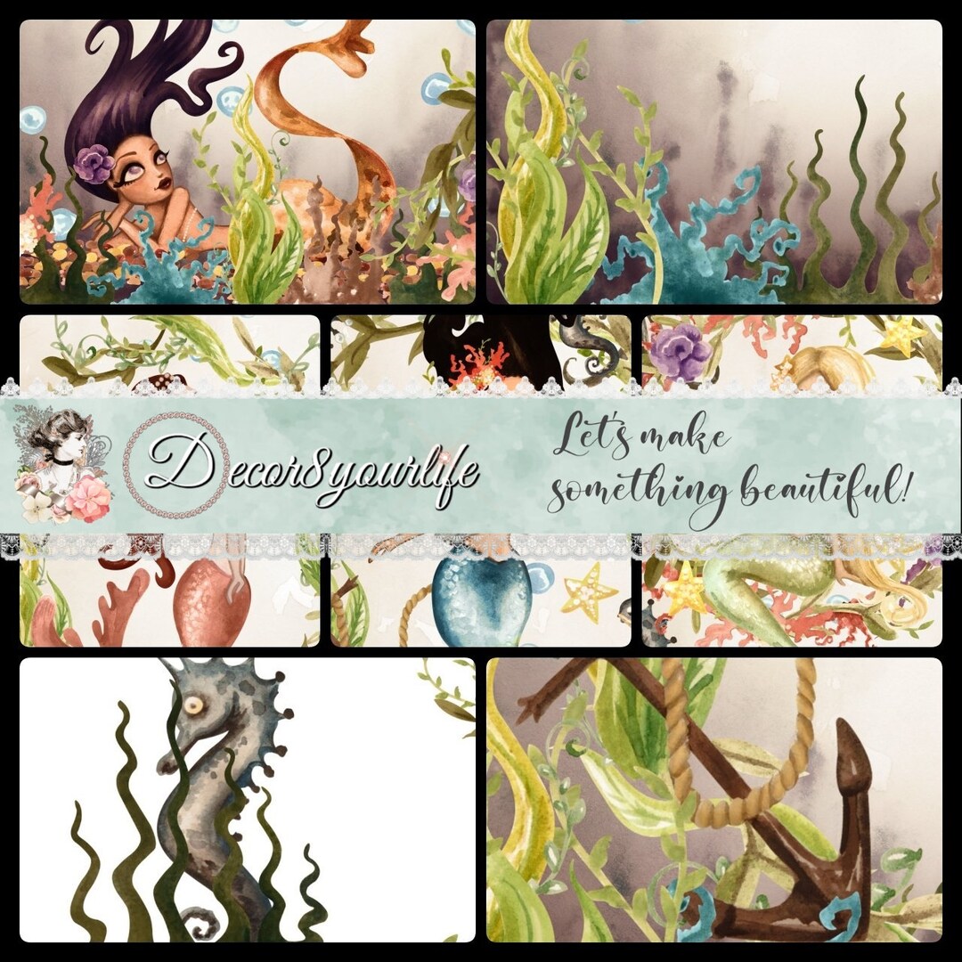Digital Printable Paper: Mesmerizing Mermaids Scrapbooking - Etsy