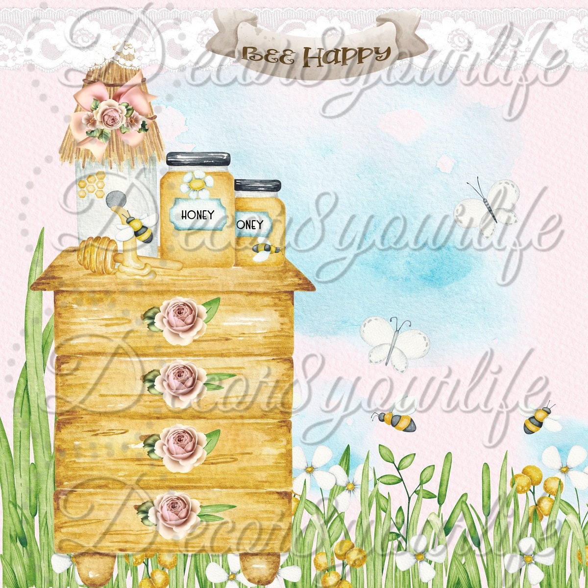 Spring Buzz Digital Scrapbook Paper Pack 7 Cute Designs for Spring ...