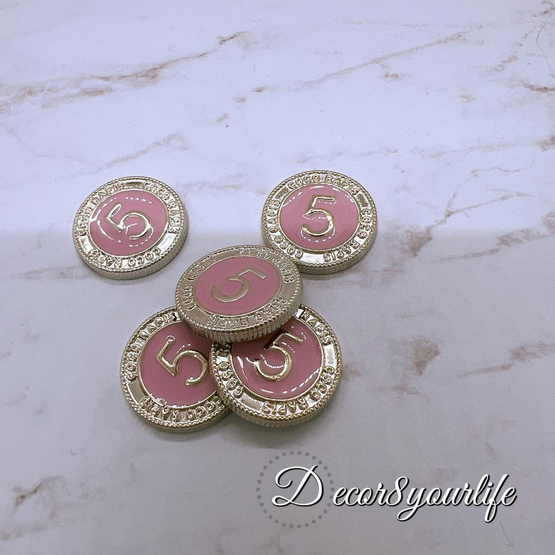 Pink Coin Flat-back Acrylic Buttons With Gold Accents for Crafts ...