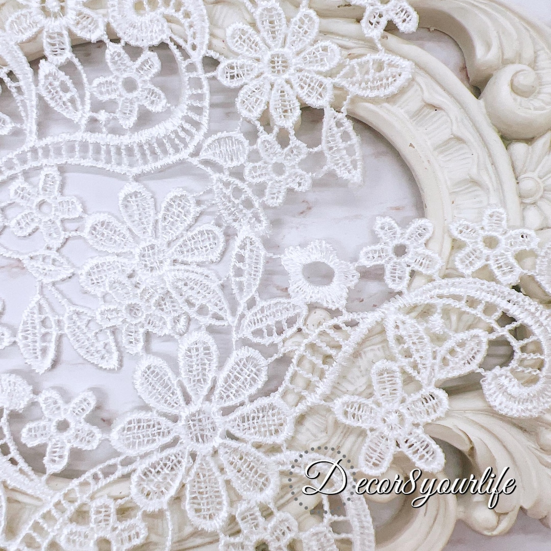 White Pretty Floral Embroidered Appliques for Crafting and Decor ...