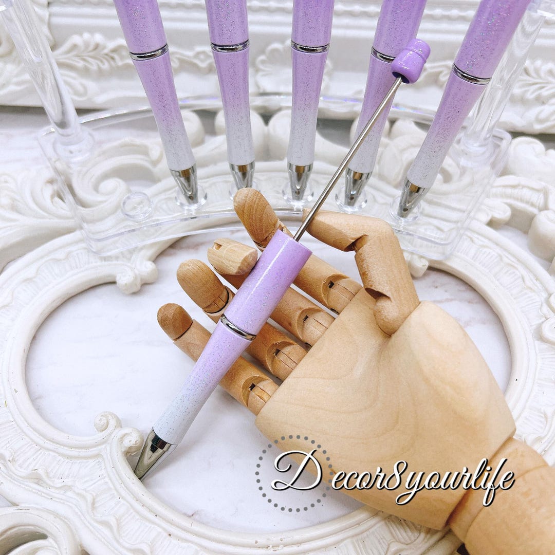 Sparkly Lavender Ombre Beadable Pen Pack – Set of 3, Refillable Black ...