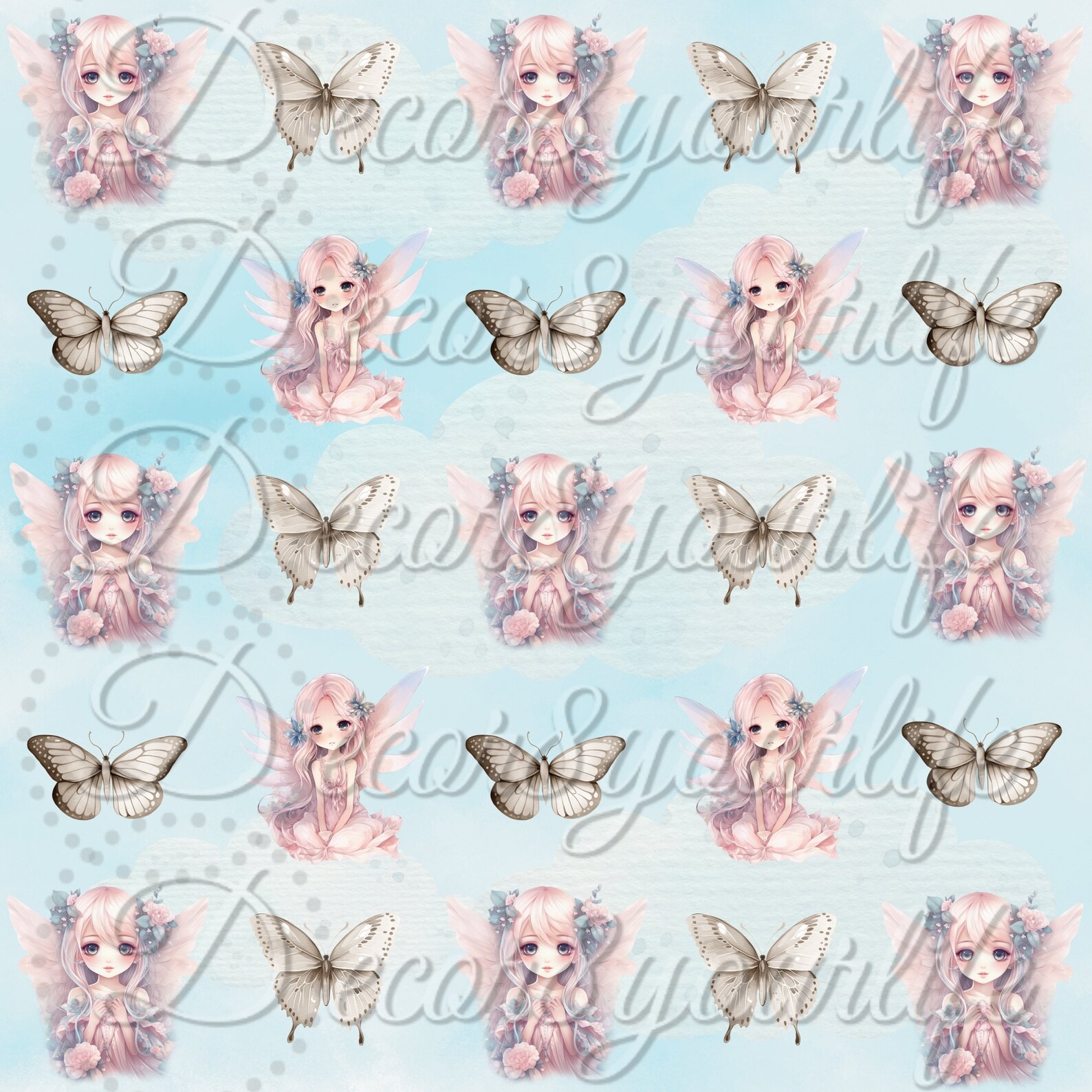 Fairies and Butterflies Scrapbook Paper Pack Cute and - Etsy