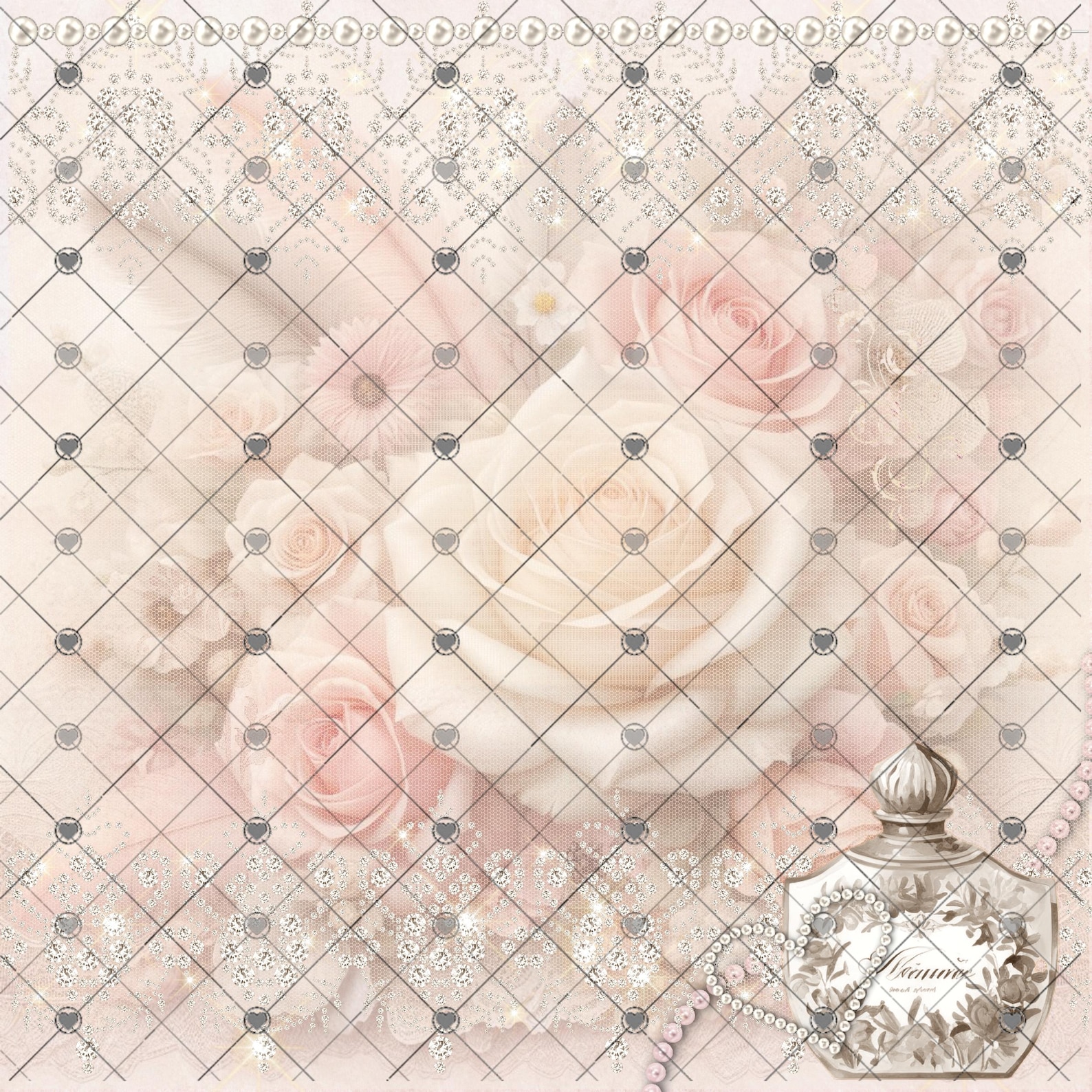 Parfum Scrapbook Paper Collection 7-page Shabby Chic Paper Pack Elegant ...