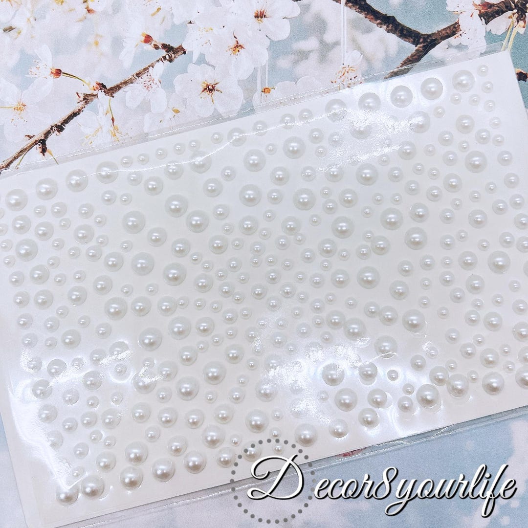 Self-adhesive Flat-back Pearl Sticker Pack 3mm, 4mm, 5mm, 6mm | White Flat Pearl Stickers ...