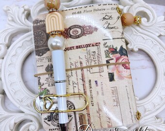 Shabby Chic Handmade, Laminated, Micro Size Traveler's Notebook With ...