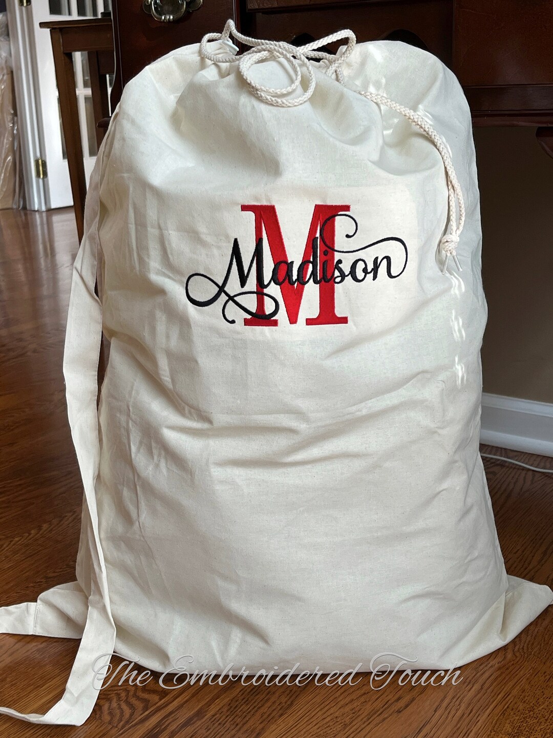 Monogrammed Laundry Bag / Large Block Initial & Swirly Script Name ...