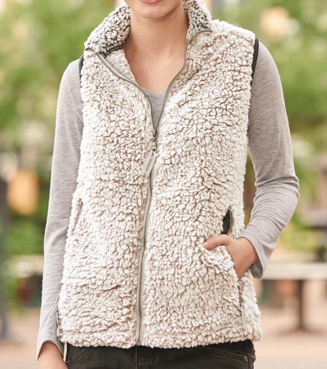 Monogrammed Women's Epic Sherpa Vest - Gift for Her - Full Zip Vest ...