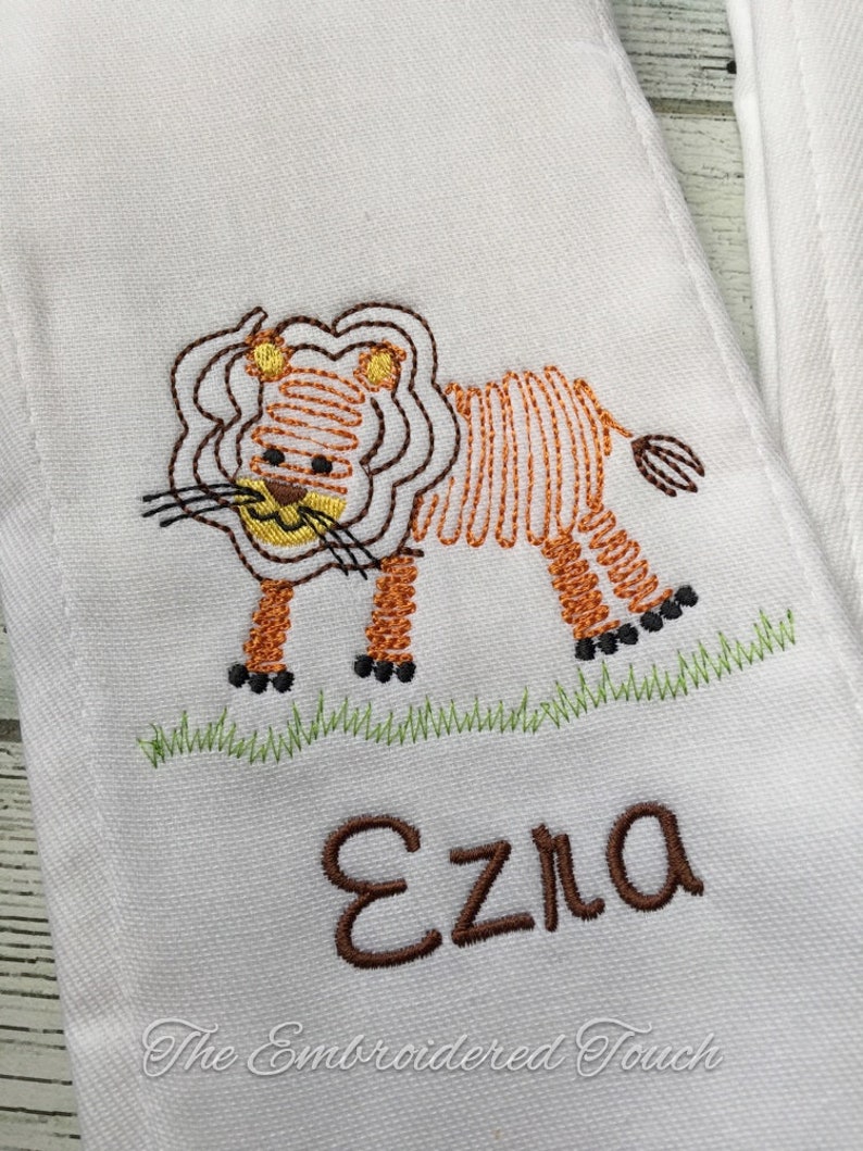 Personalized Safari Burp Pad Set / Zebra, Lion & Giraffe With Mane ...