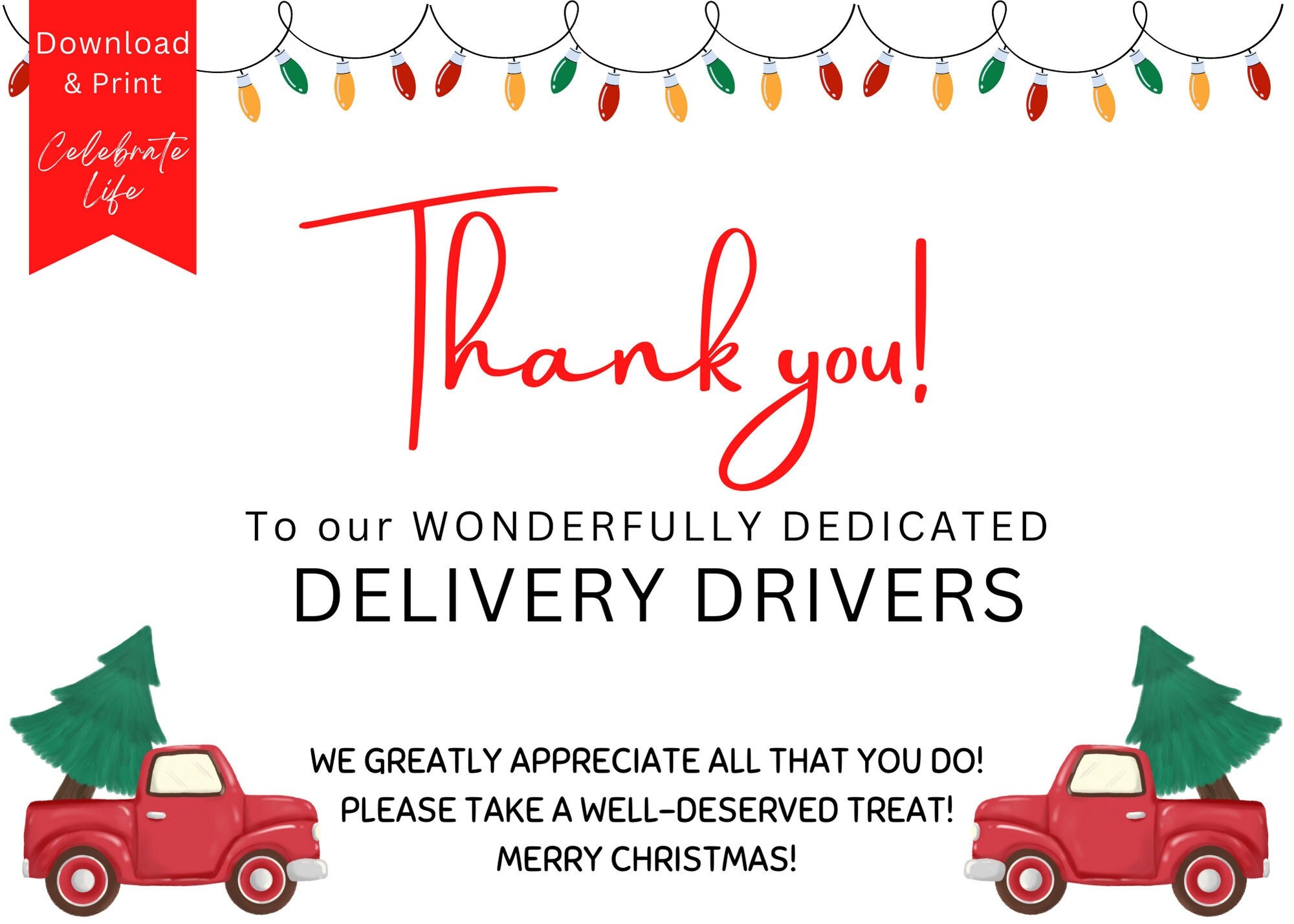 Thank You Delivery Drivers Printable / Delivery Driver Snack Sign ...