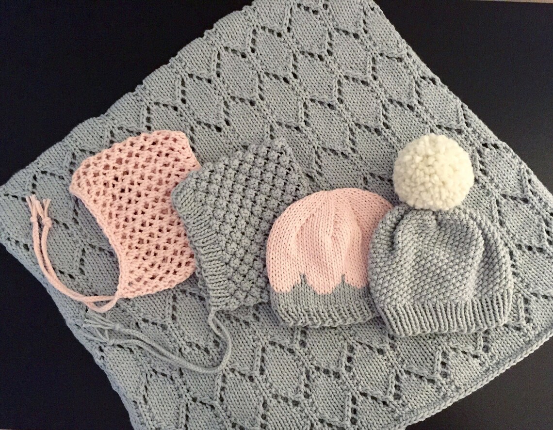 Knitting Pattern - Lacey Eyelet Baby Bonnet - Etsy