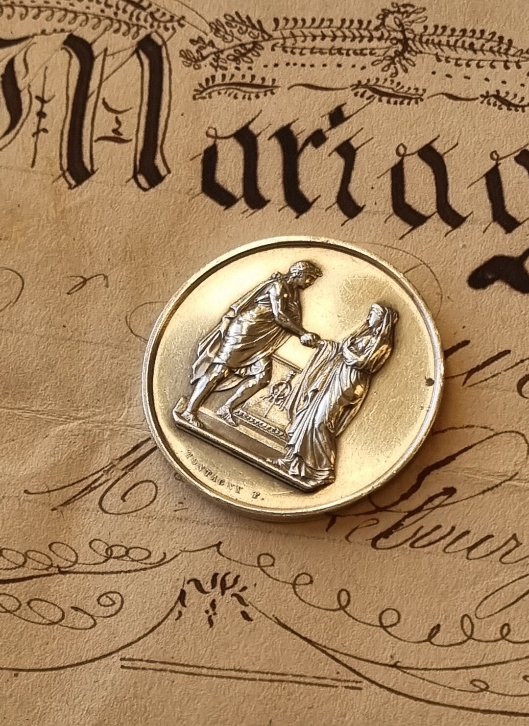 Stunning Rare Hallmarked Petit Antique French Silver Civil Wedding ...