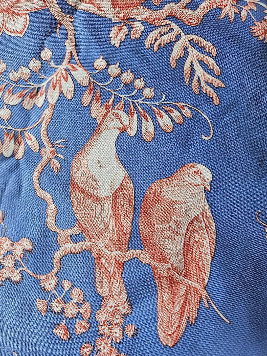 Striking Vintage French Pierre Frey Blue + Pink Oriental & Animals ...