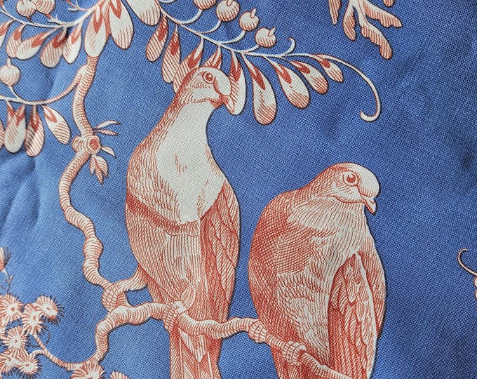 Striking Vintage French Pierre Frey Blue + Pink Oriental & Animals ...