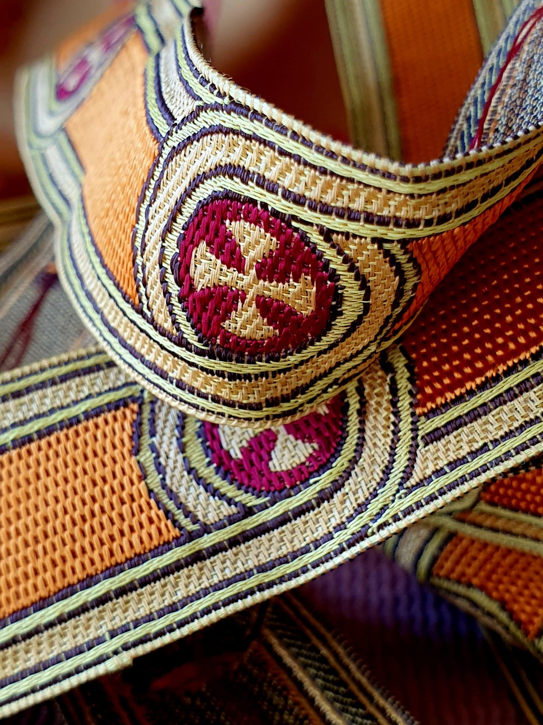 1.67 Mtrs of Antique French Narrow Religious Woven Silk Trim-stunning ...