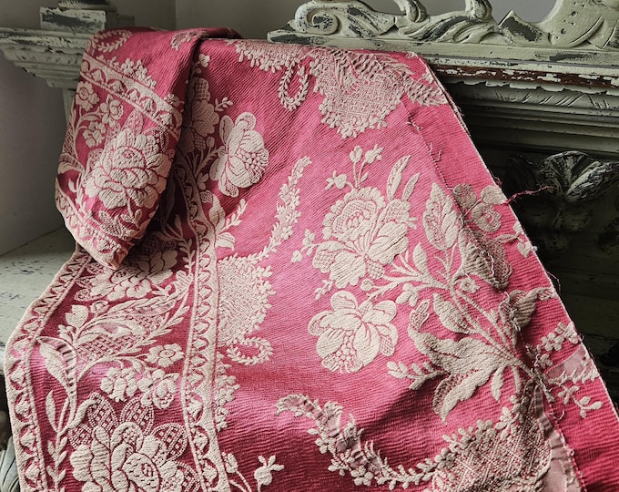Stunning Opulent 19thc Antique French Raspberry Silk Damask Textile ...