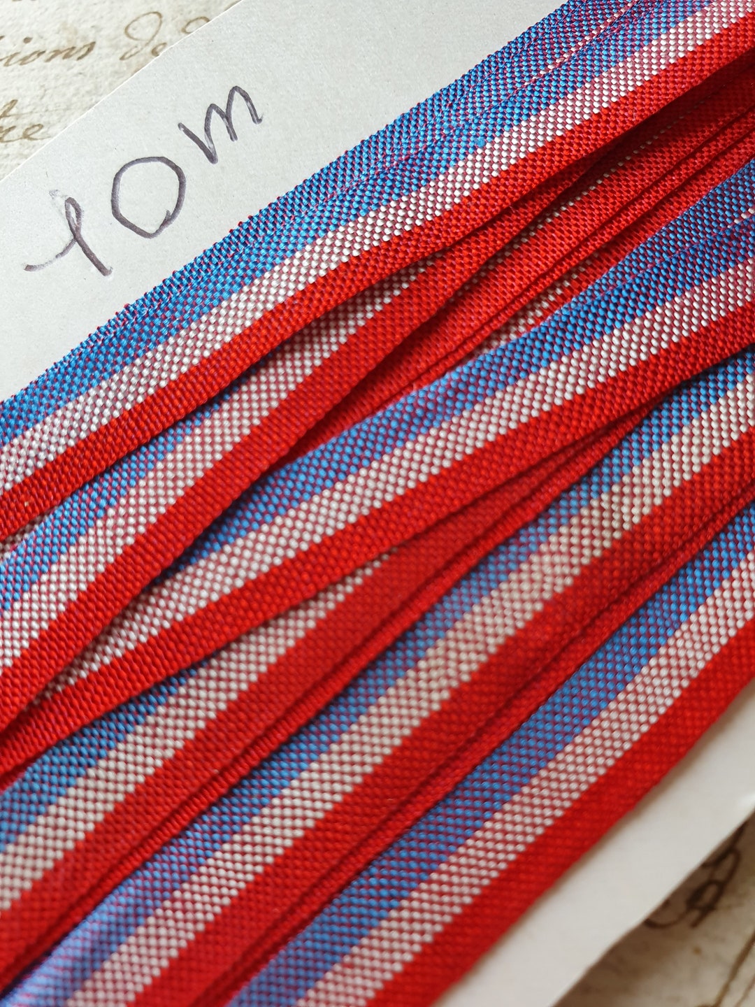 10 Mtrs of Timeworn Antique French Tricolour Fine Silky Grosgrain ...
