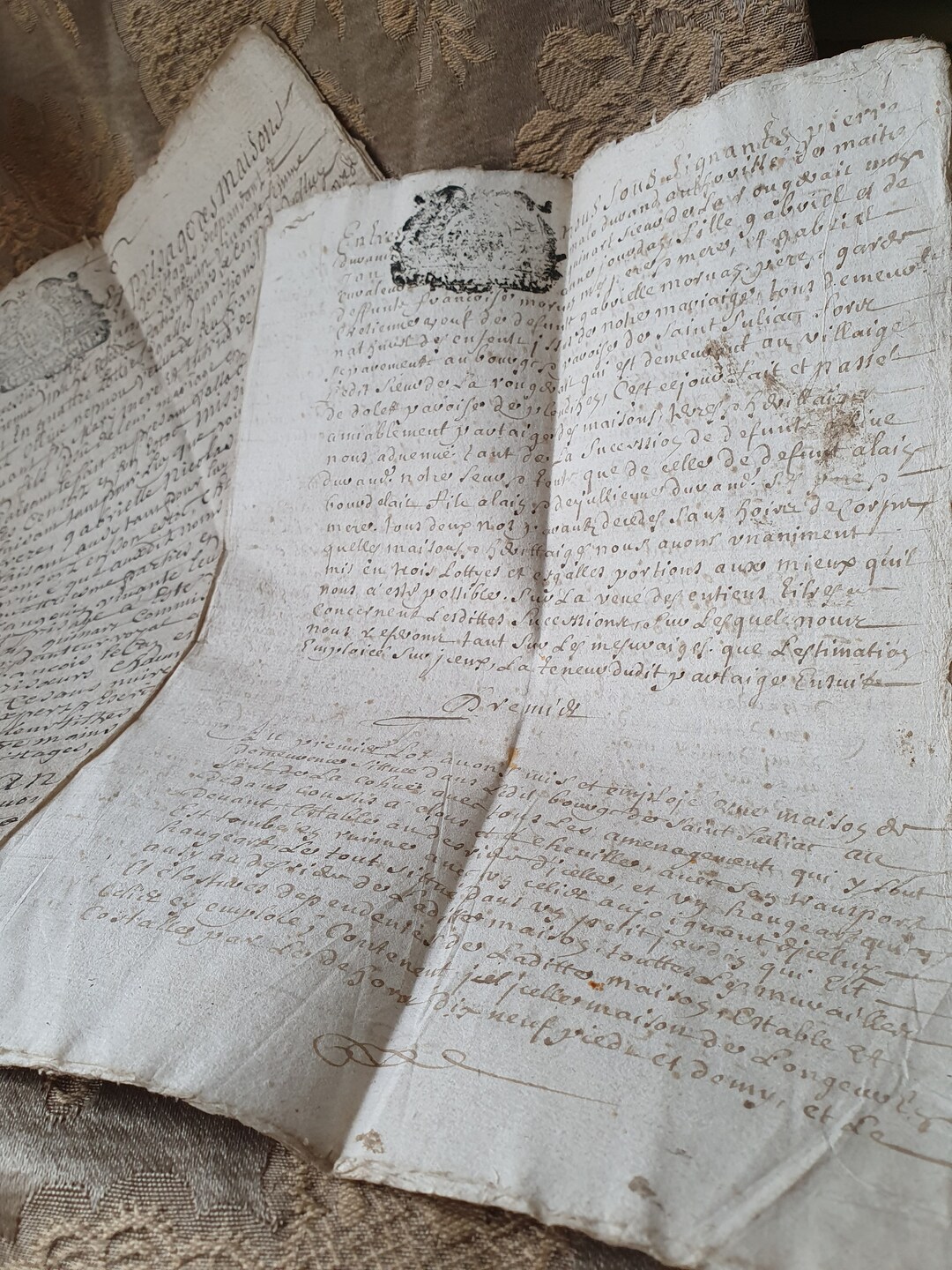 Rare Pair of Antique French 18thc Calligraphy Papers-timeworn Parchment ...