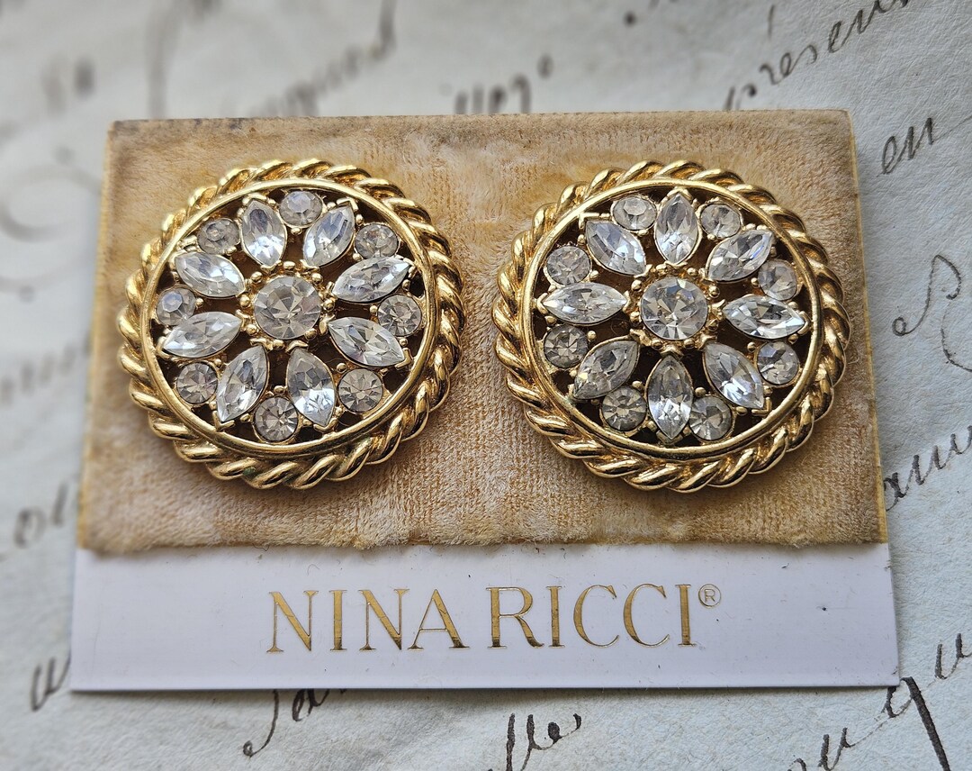 Exquisite Vintage French NINA RICCI Swarovski Crystal Gold Clip ...