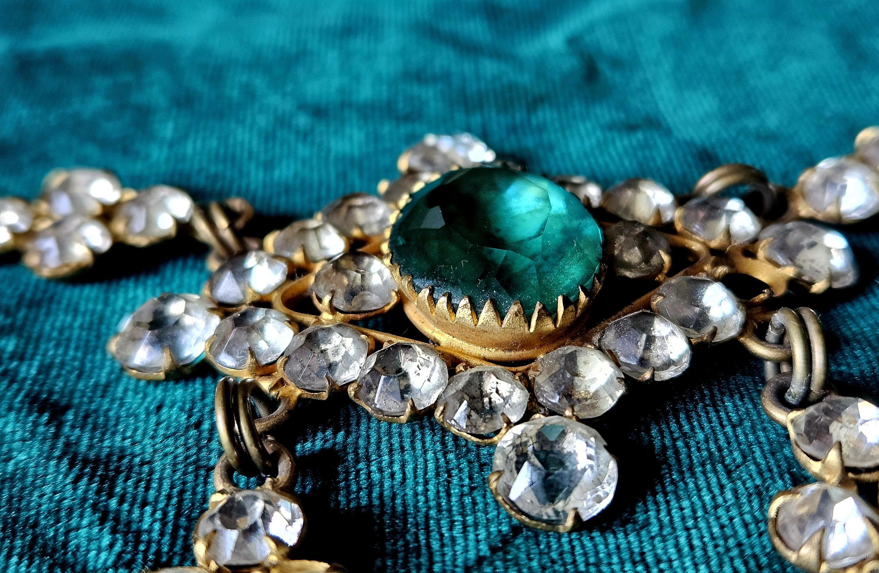 Stunning Antique French Religious Art-nouveau Decorative Faux Emerald ...