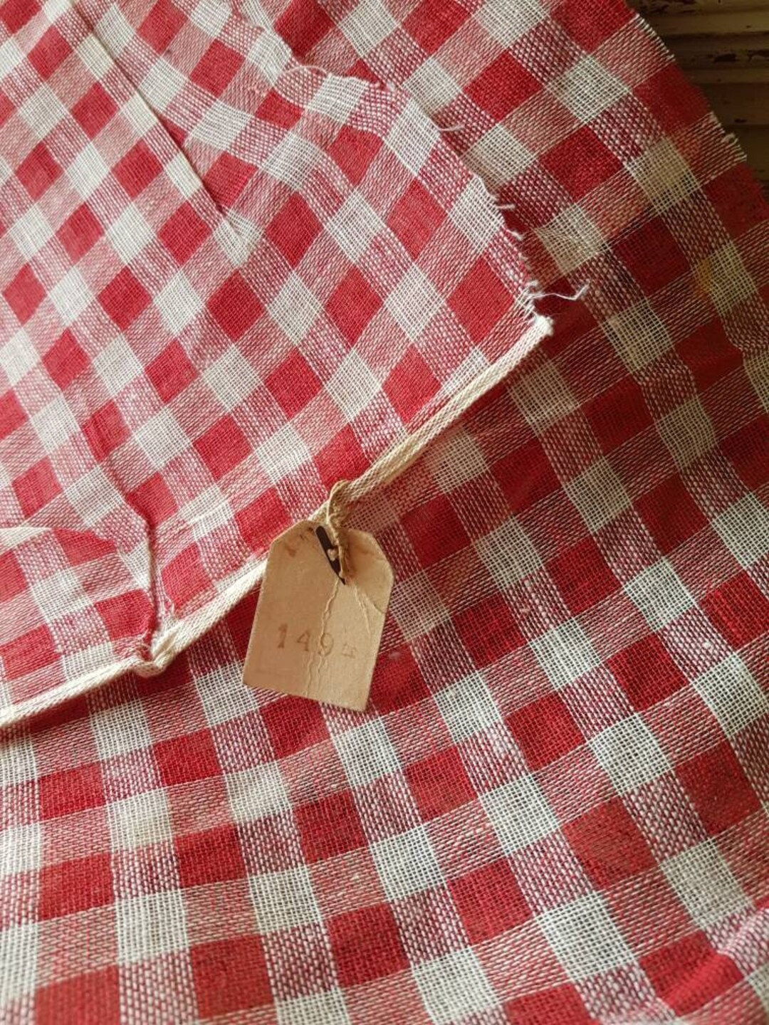 Charming Antique French Vichy Red & White Check Café Style Organza ...