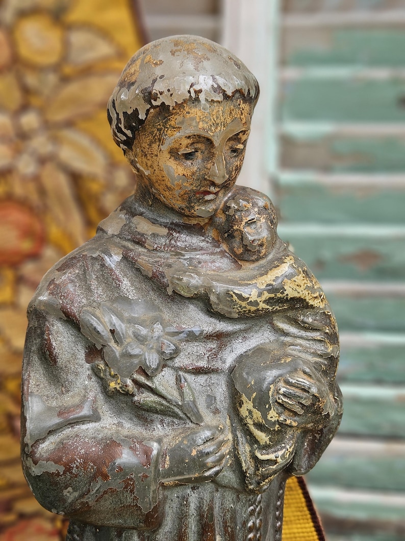 RARE Sublime 19thc Antique French Timeworn Religious Saint Anthony of ...