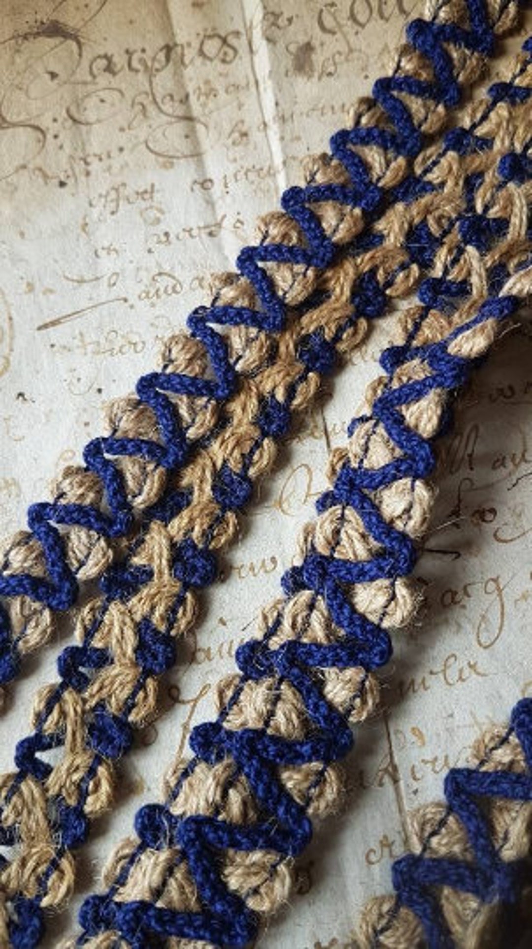3.91 Mtrs of Unique Rustic Vintage French Hessian Hemp Looped Twin ...