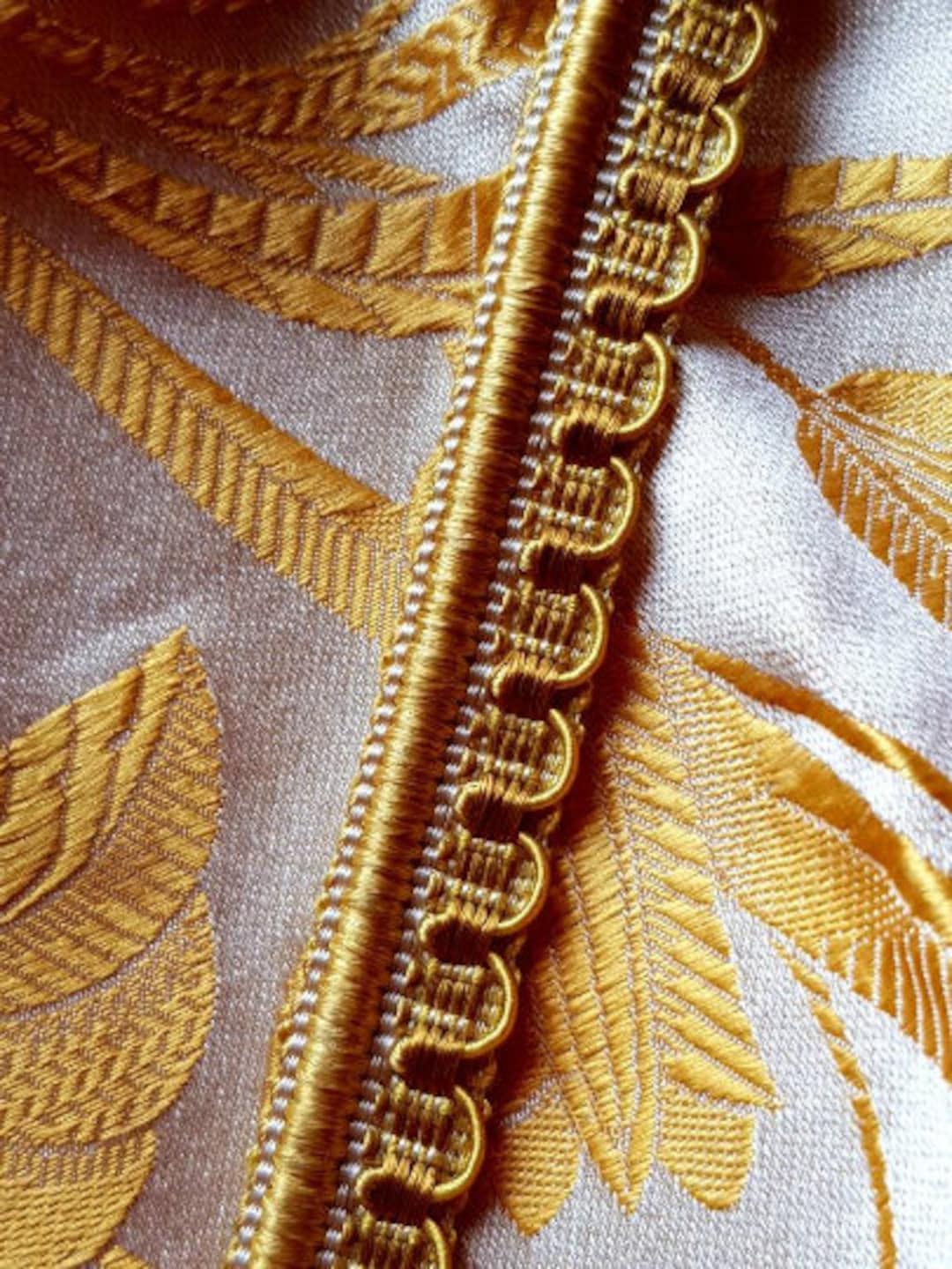3.04 Mtrs of Opulent Shimmering Antique French Gold Silk Brocade Trim ...