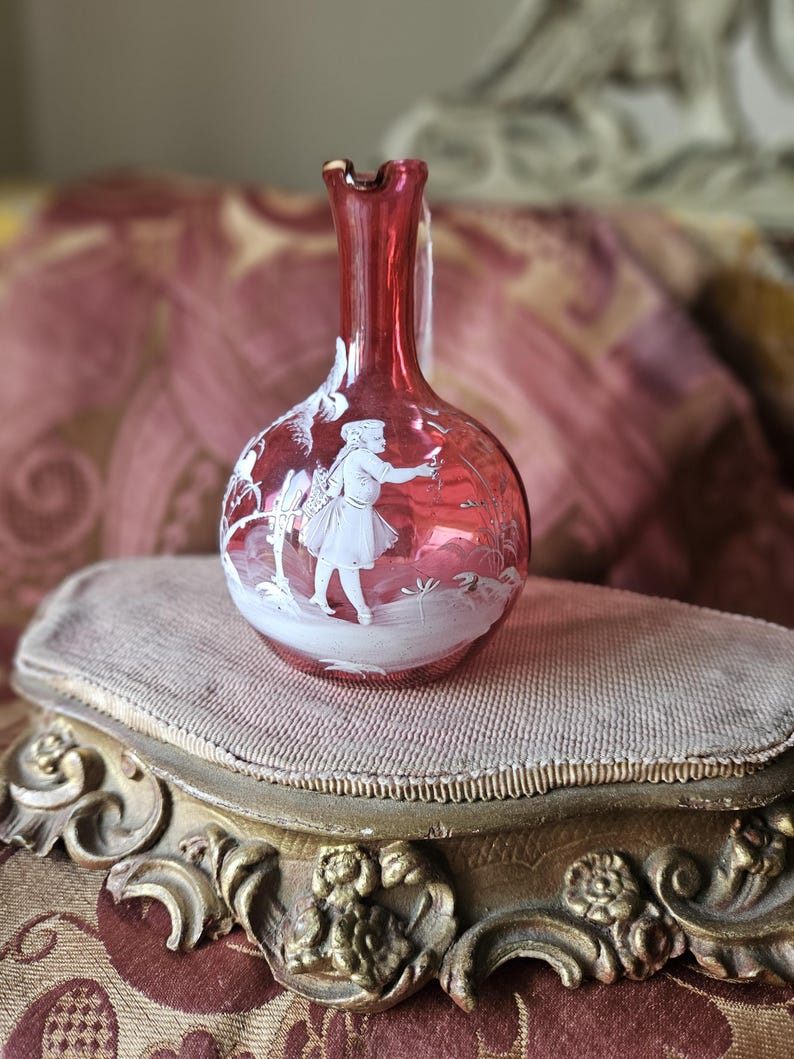 Gloriously Pretty Enamelled Antique French-found Mary Gregory Style ...