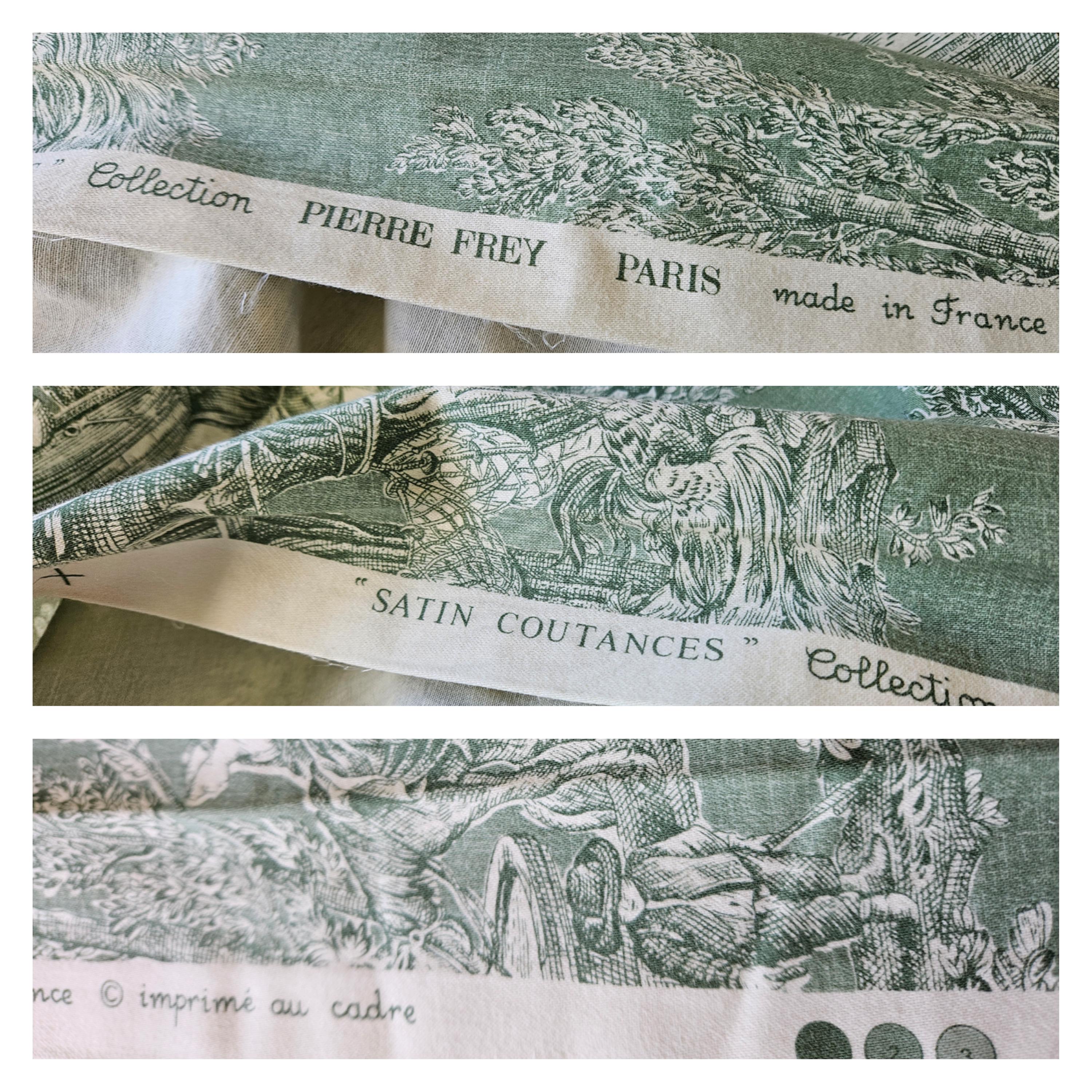 Striking Vintage French Pierre Frey Green & White ''camaïeux'' Toile De ...