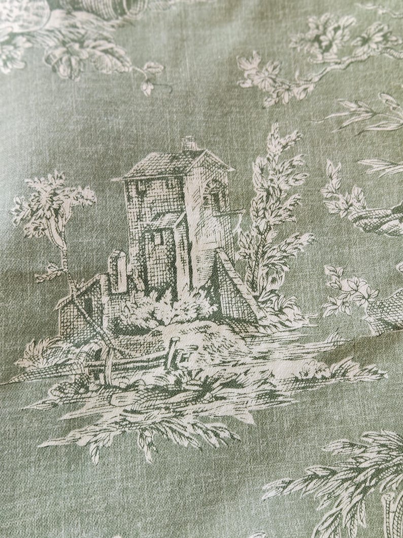 Striking Vintage French Pierre Frey Green & White ''camaïeux'' Toile De ...