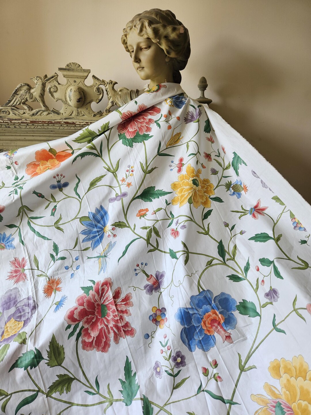Vintage French VOYAGE En CHINE Fabric Sample Remnant Design for ...