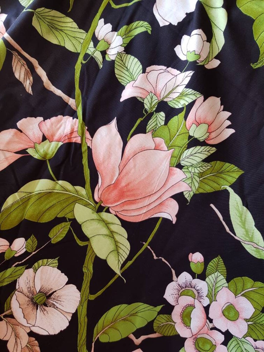 Stunning Vintage French SYMPHONIE Paris Printed Cotton Indianthren ...