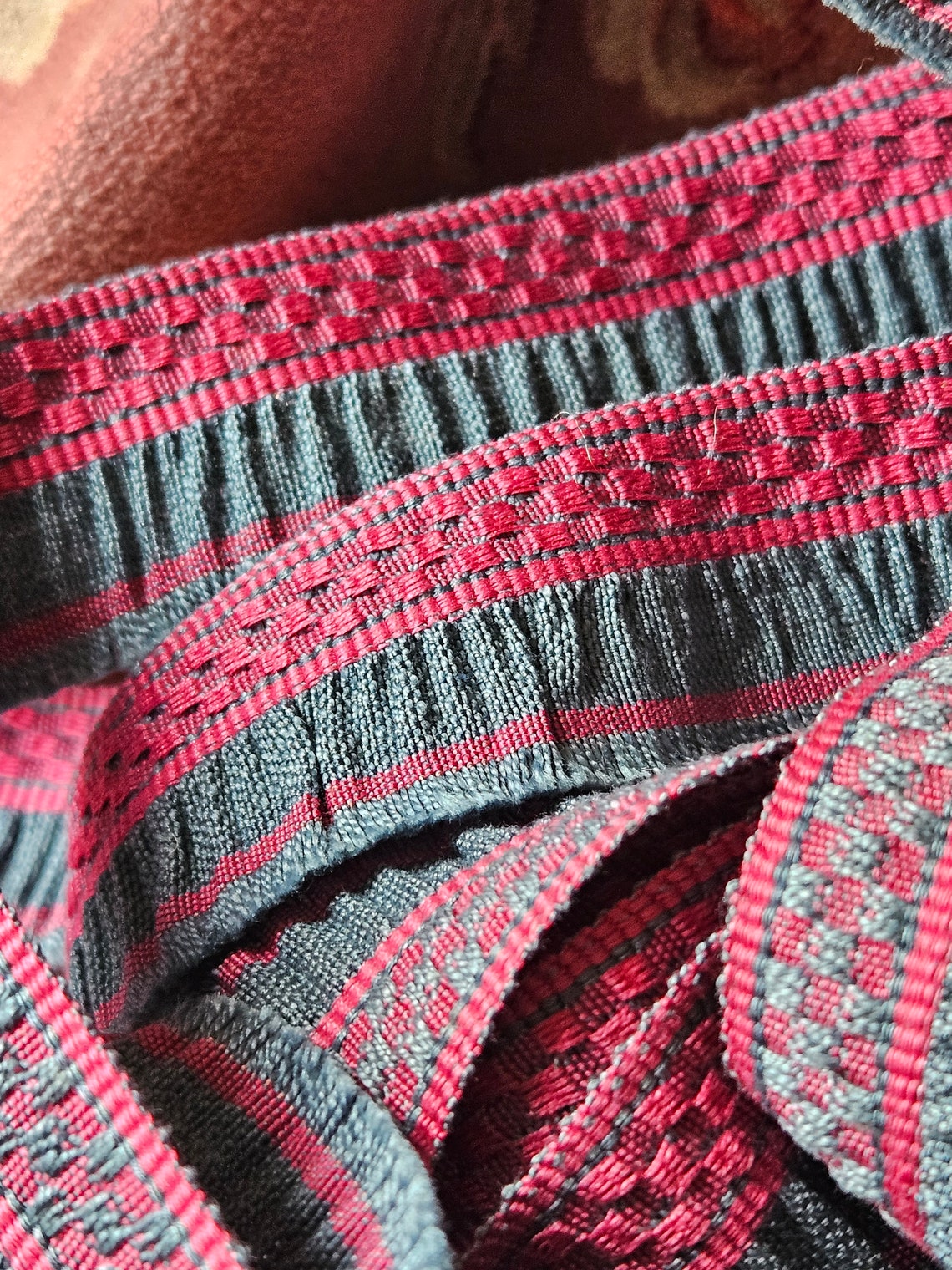 5.48 Mtrs of Stunning Antique French Cerise Pink & Teal Blue Silk ...