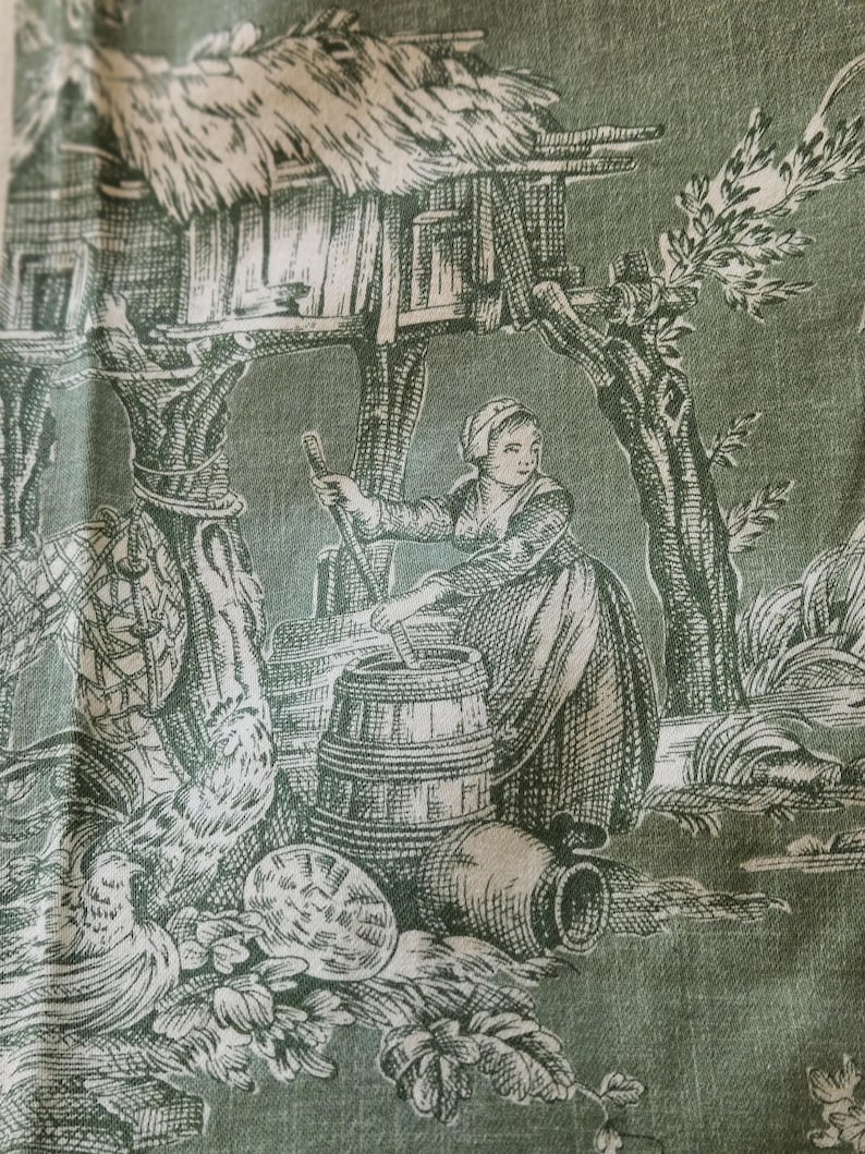 Striking Vintage French Pierre Frey Green & White ''camaïeux'' Toile De ...