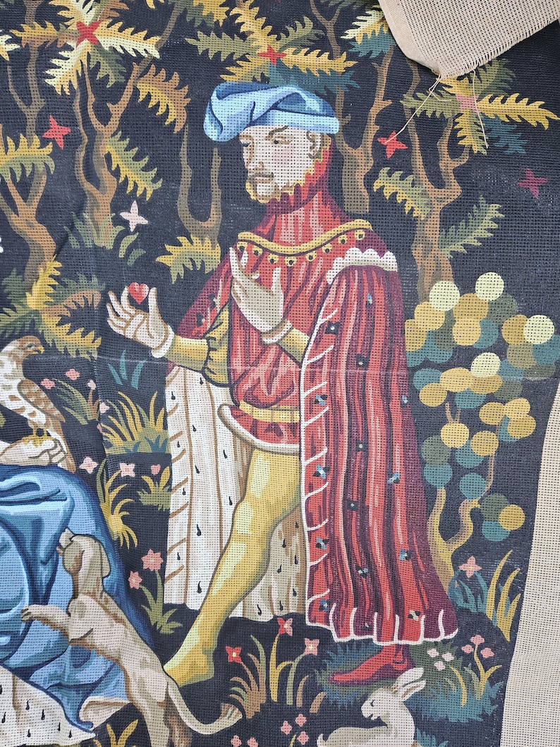 RARE Vintage French ROYAL PARIS Medieval Tapestry Broderie Template-l ...